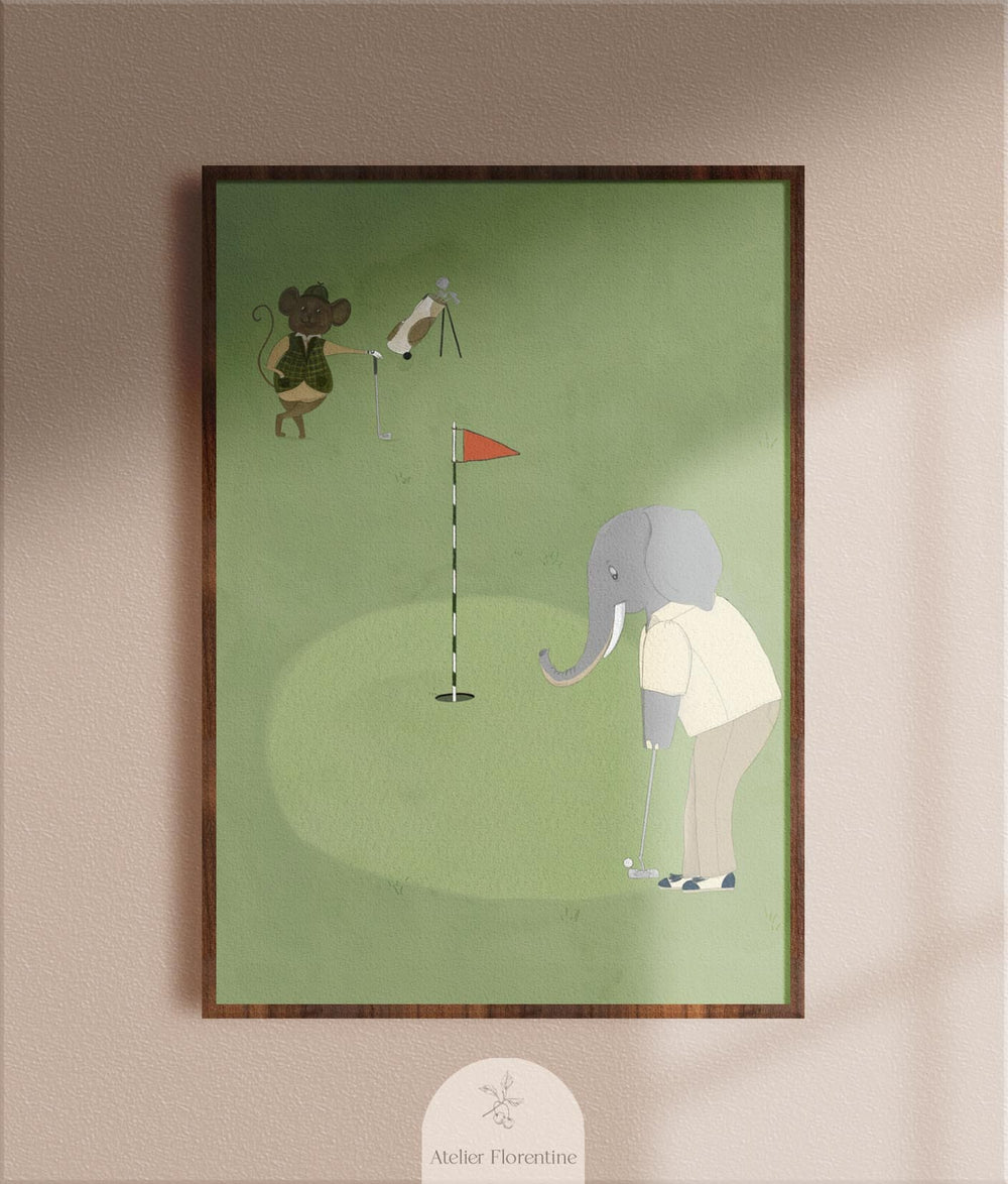 Poster Golf Elephant and mouse | Atelier Florentine