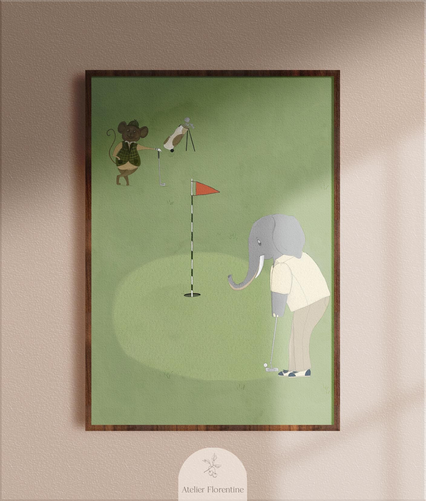 Poster Golf Elephant and mouse | Atelier Florentine